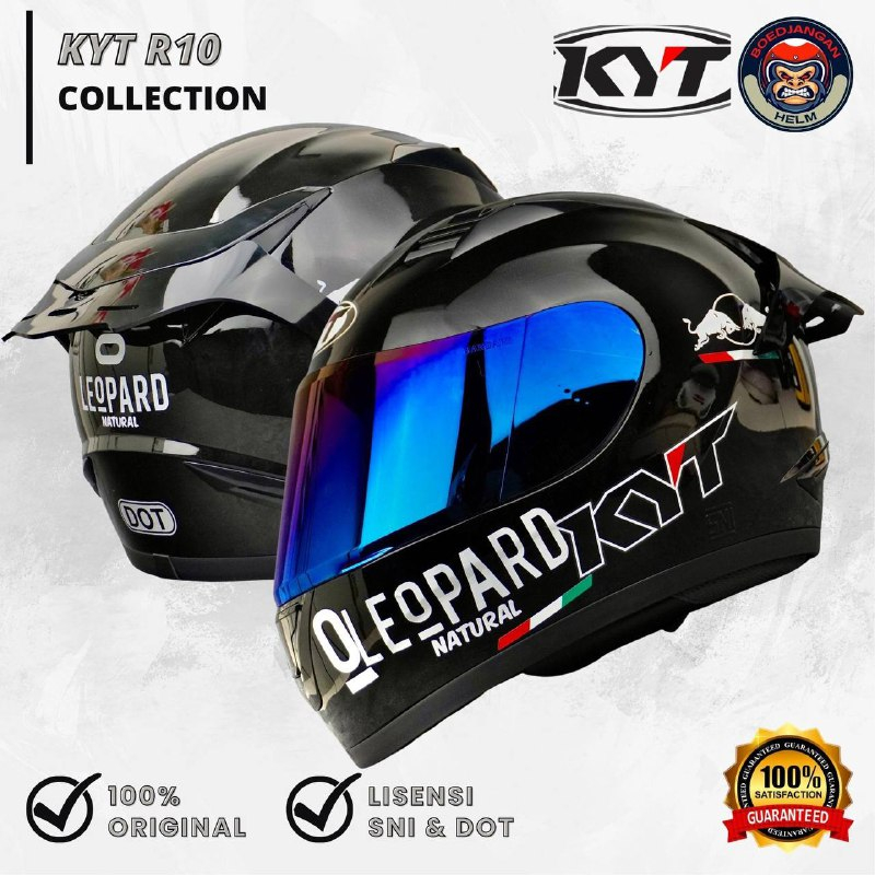 Kyt R10 SOLID BLACK GLOSSY HELMET LEOPARDD REDBULL STICKER PACKAGE ...