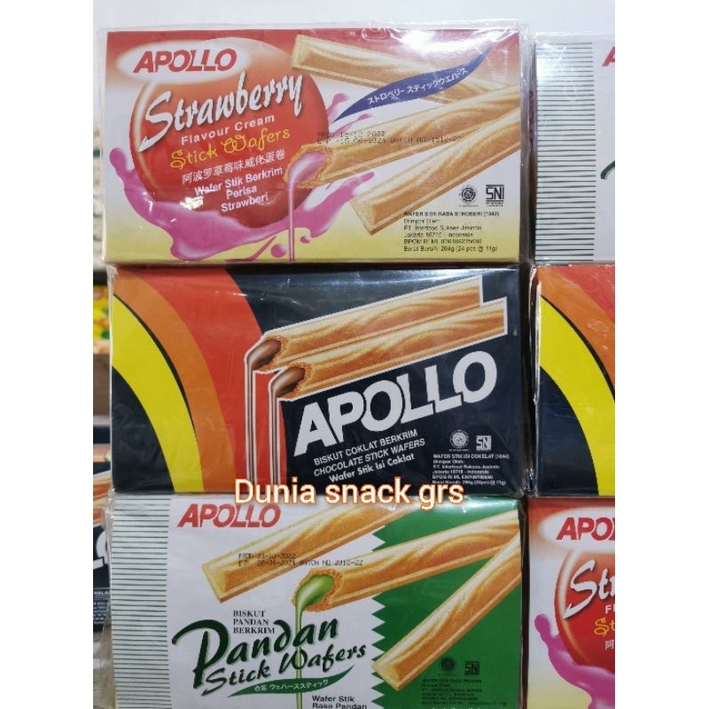 Apollo wafer stick contains 24 pcs chocolate strawberry pandan variant ...
