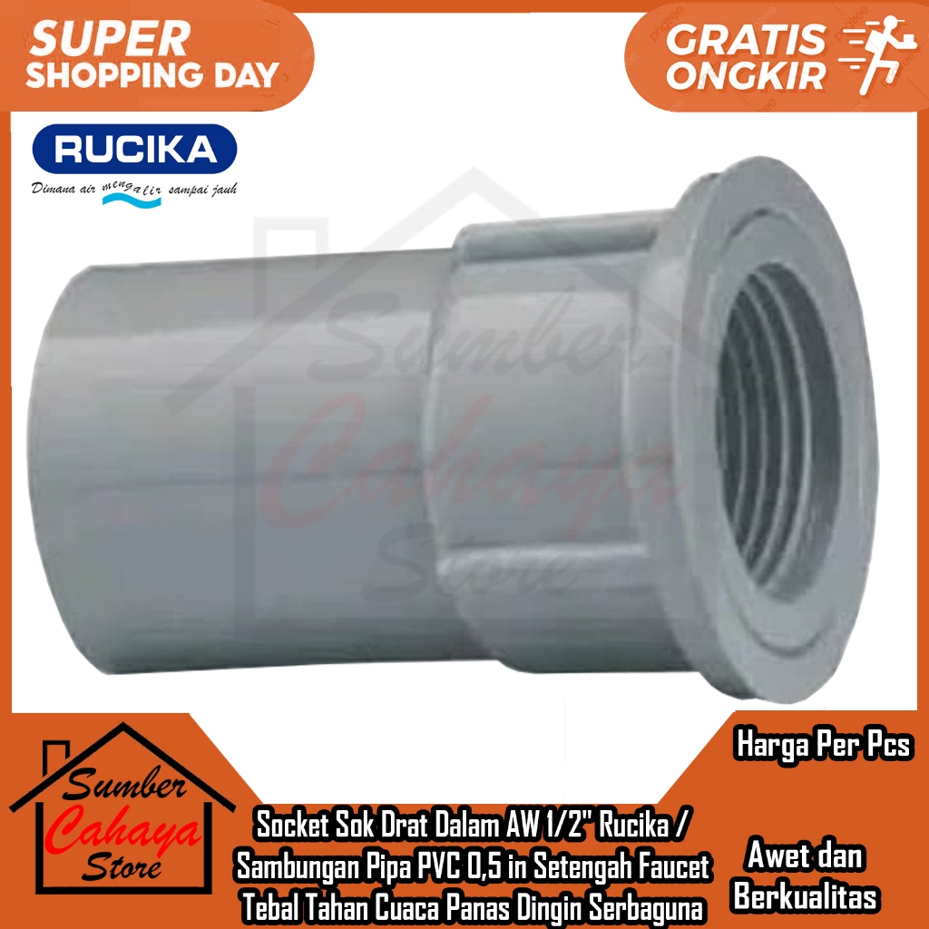 Rucika AW 1/2" Internal Thread Socket 0.5 in 0.5 inch PVC Pipe ...