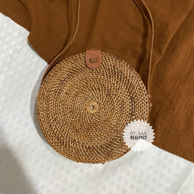 Bali Rattan Sling Bag 18cm Woven Beach KOREA | Shopee Singapore