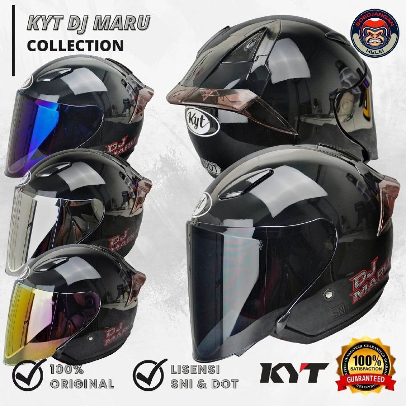 Helmet KYT DJ MARU SOLID BLACK GLOSSY Handsome Package SPOILER 3D | Kyt ...