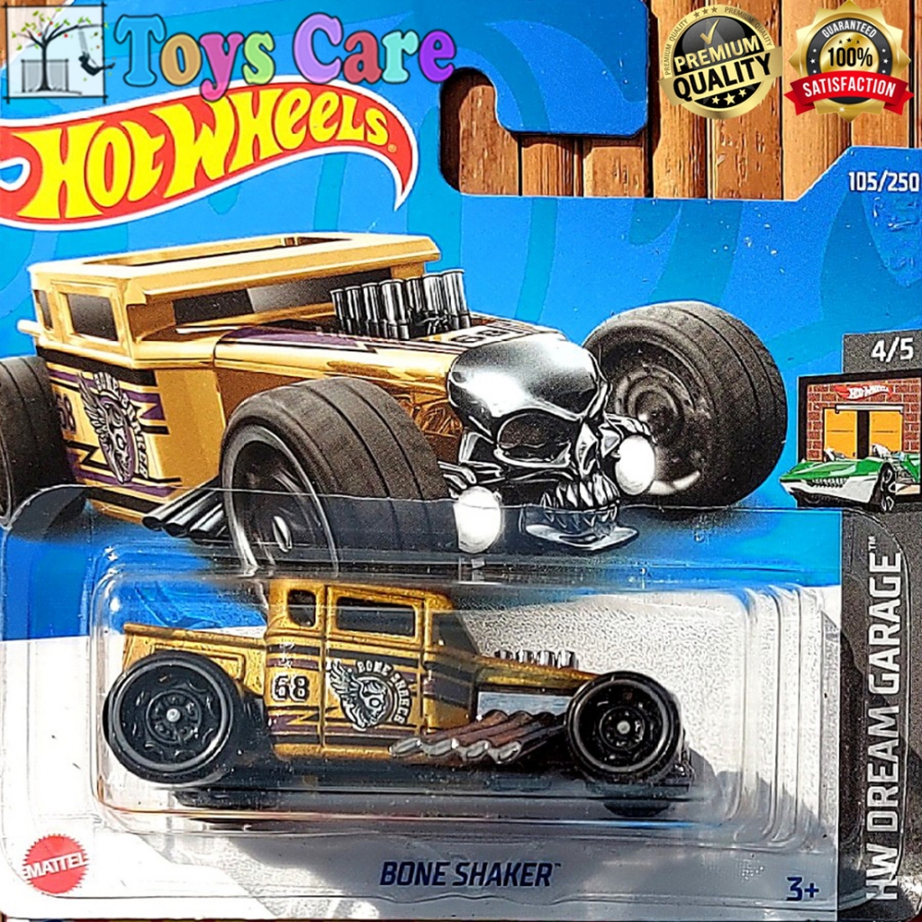 Hotwheels BONE SHAKER 2022 Gold SHORT CARD - SKULL PIXEL SHAKER HOTROD ...