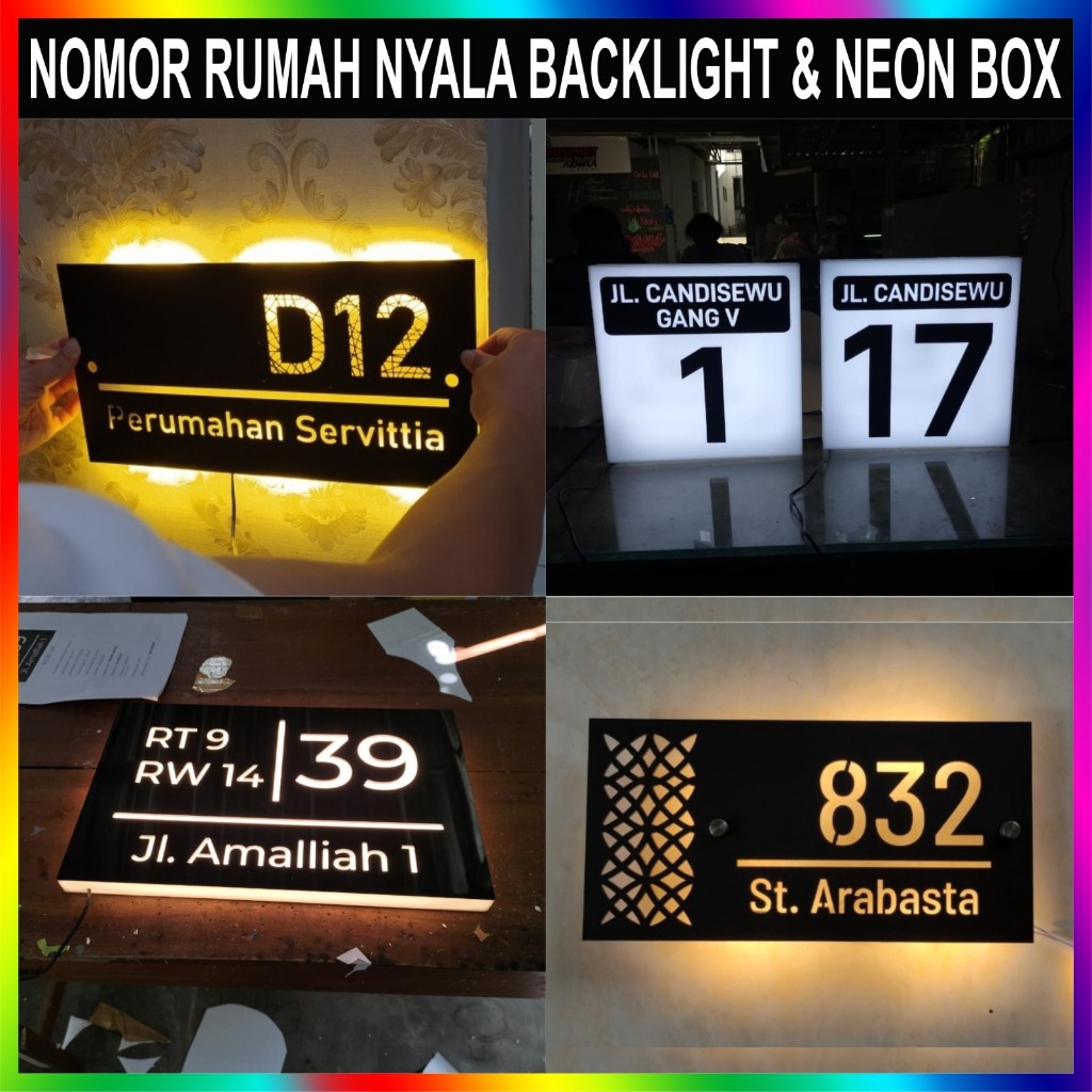 House Numbers ON LED Backlight & Neon Box Modern Exclusive Elegant All ...