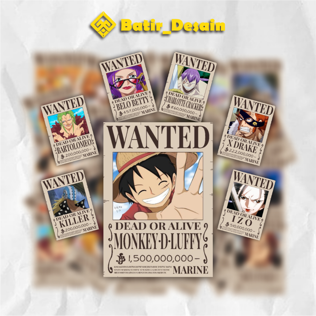 Latest Bounty One Piece Poster Wanted Poster Complete Package Size A6 ...