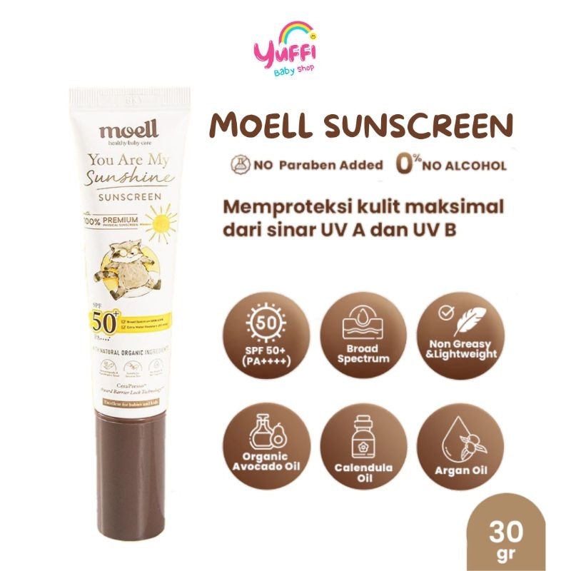 Moell Physical Sunscreen for Babies and Children SPF50 PA++++ (30gr ...