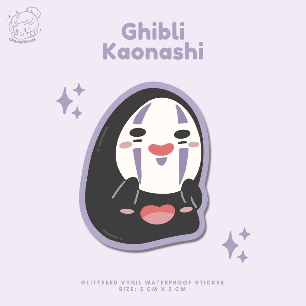Ghibli Kaonashi - Waterproof Vinyl Glitter Sticker | Uk. 5 x 5 cm ...