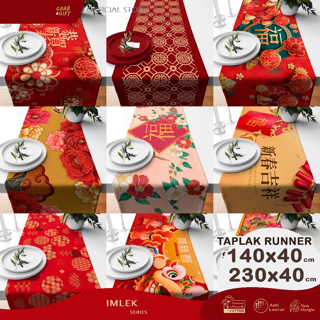 Table Runner Printed Tablecloth Chinese New Year CNY Imlek Sincia ...