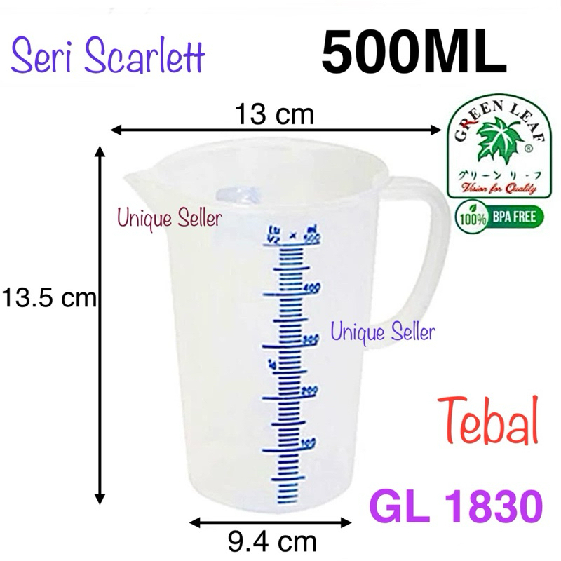 500ml Thick Measuring Cup Scarlett Measuring Cup Green Leaf 1830 ...