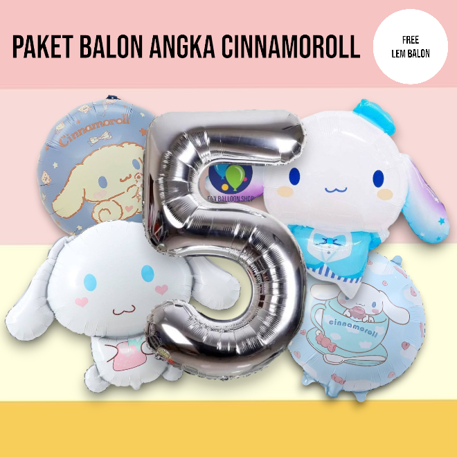 Jumbo Number Cinnamoroll Balloon Package / Sanrio Cinnamoroll Birthday ...
