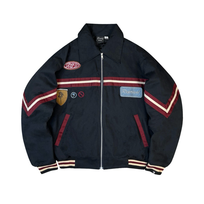Boxy Cut Varsity Jacket / Racing Jacket | Asphalt | Reprison Poseidon ...
