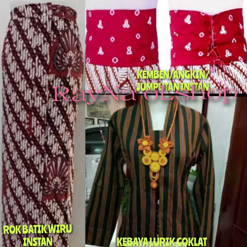 Complete SET OF KUTUBARU STRAIGHT KEBAYA (KEBAYA + INSTANT SKIRT WIRU ...