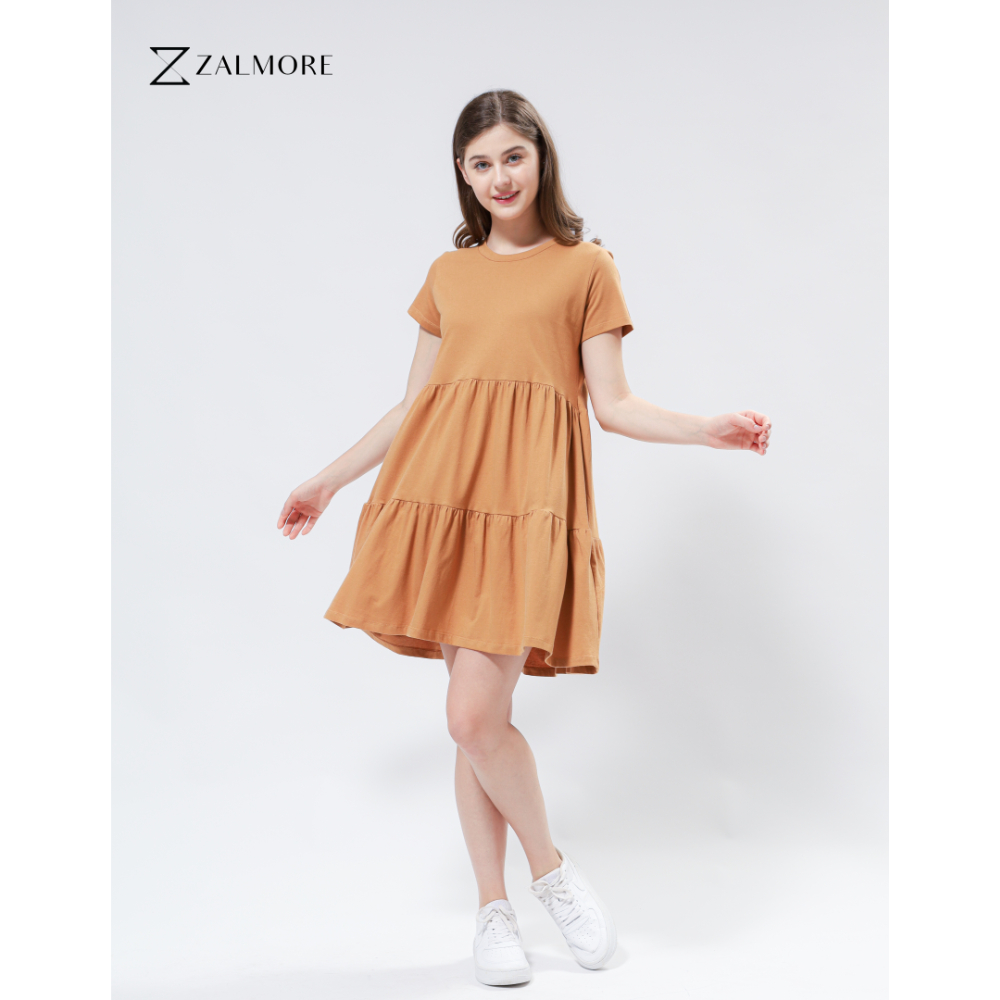 Zalmore Flowy Ruffled Mini Dress Premium Cotton | Shopee Singapore