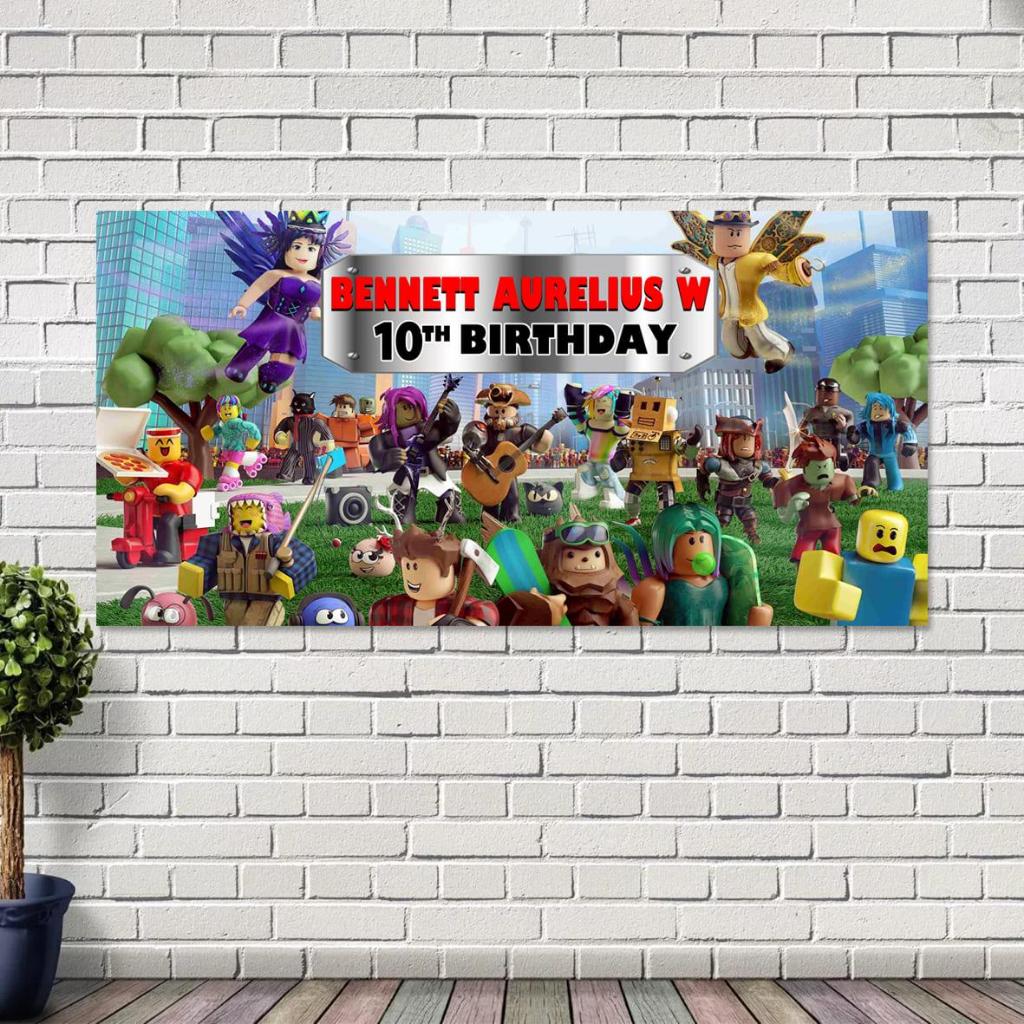 HIASAN DINDING Ro Blox Mix Birthday Backdrop Wall Decoration / Flexi ...