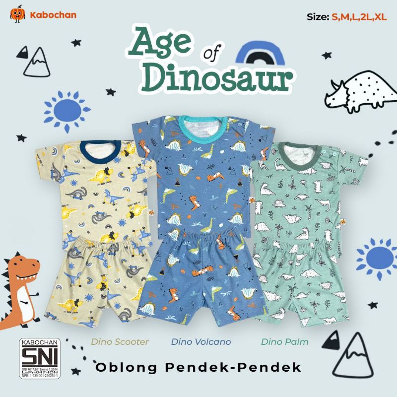 3pc - Kabochan children's short suit with age of dinosaur motifs, HAZEL ...