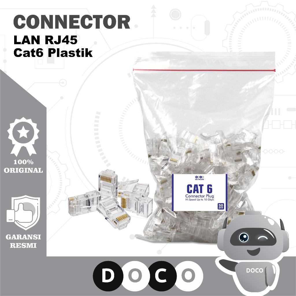 Lan Connector RJ45 CAT6 Plastic Cable Connector Head Plug Network Jack ...