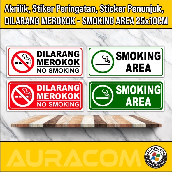 Acrylic, Warning Sticker, Pointer Sticker, No SMOKING - SMOKING AREA ...