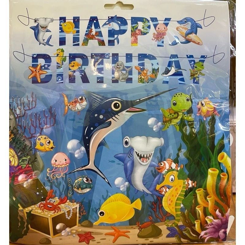 Sea Animals Happy Birthday Banner / Seaworld Under The Sea Animal ...