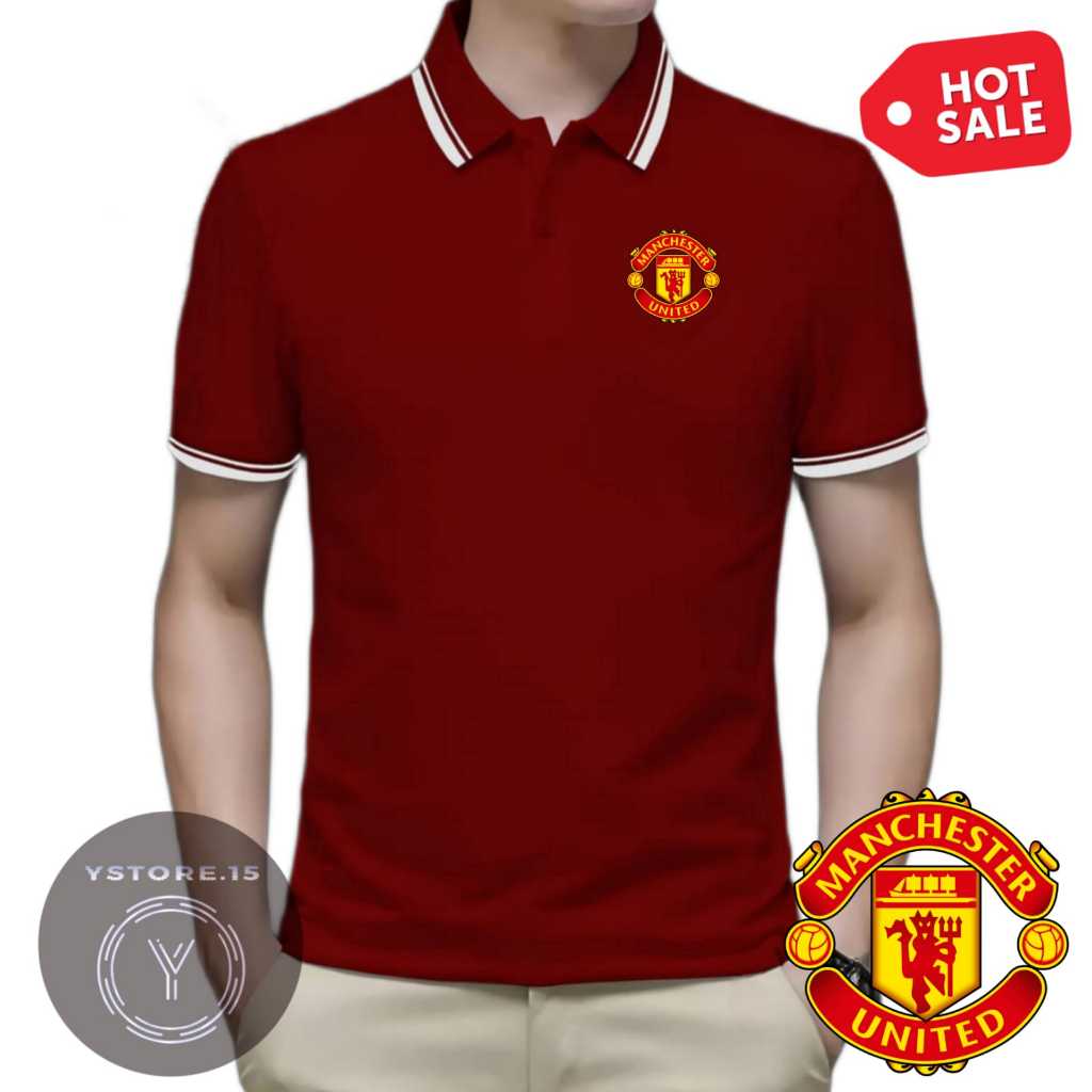 Kaos t-shirt Polo 2 List (MANCHESTER UNITED) Men polos Size M, L, XL ...