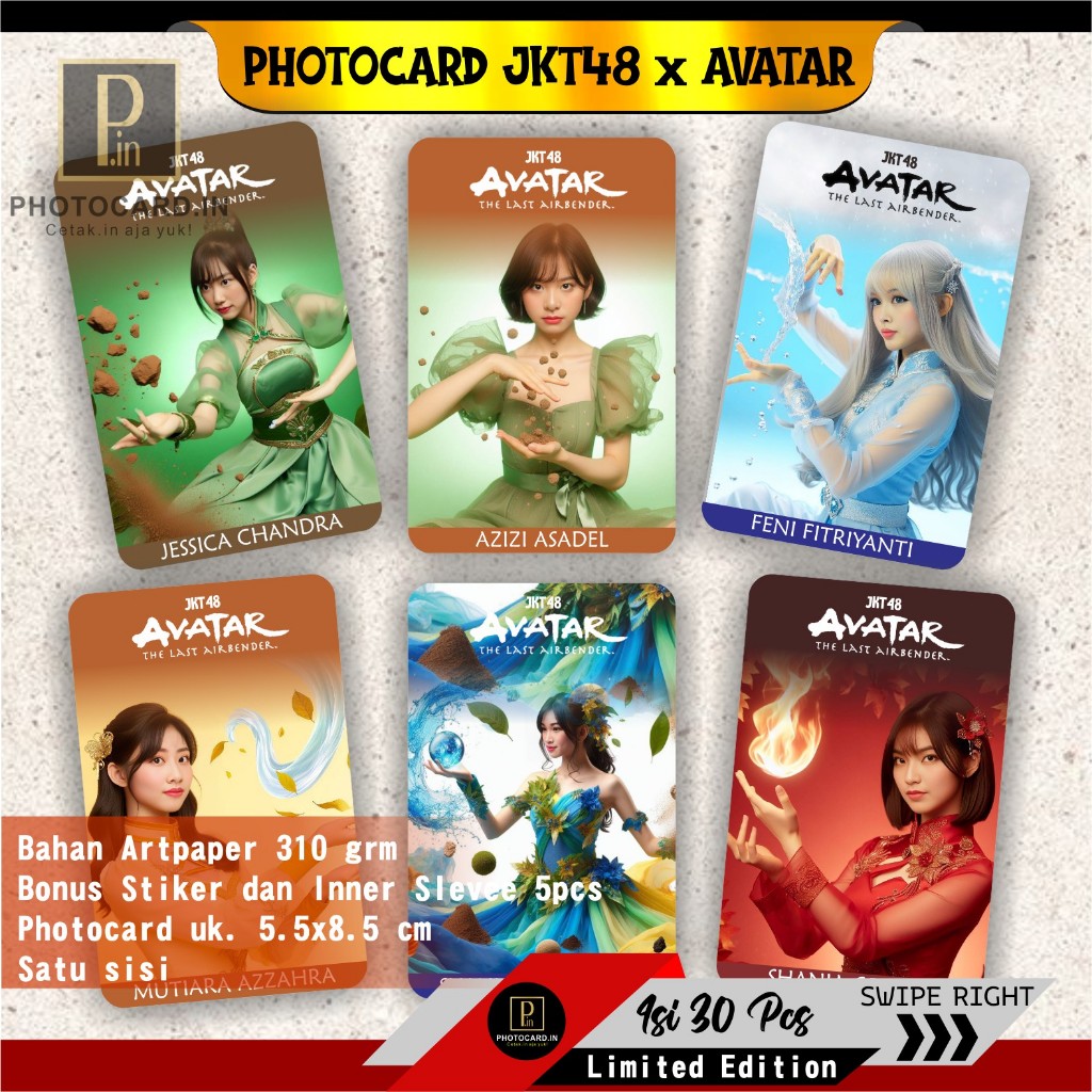 Photocard JKT48 x Avatar The Last Airbender AI PREMIUM Thick 310grm ...