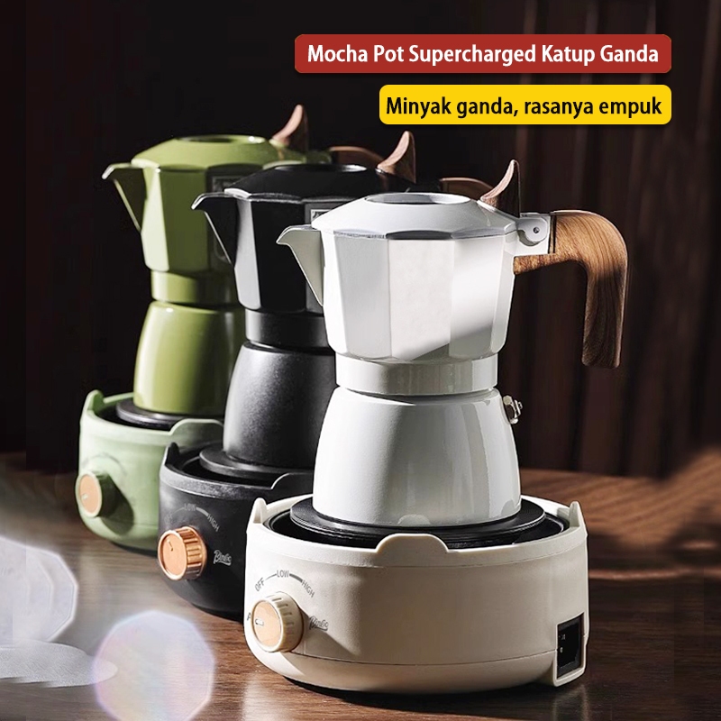 Double Valve Mocha Pot Moca Espresso Pot Supercharged Mocha Pot Double ...