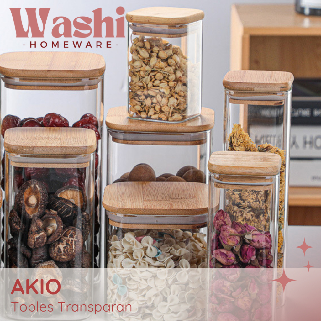 Washi - AKIO Aesthetic Snackproof Jar Easy Multipurpose Storage Bamboo ...