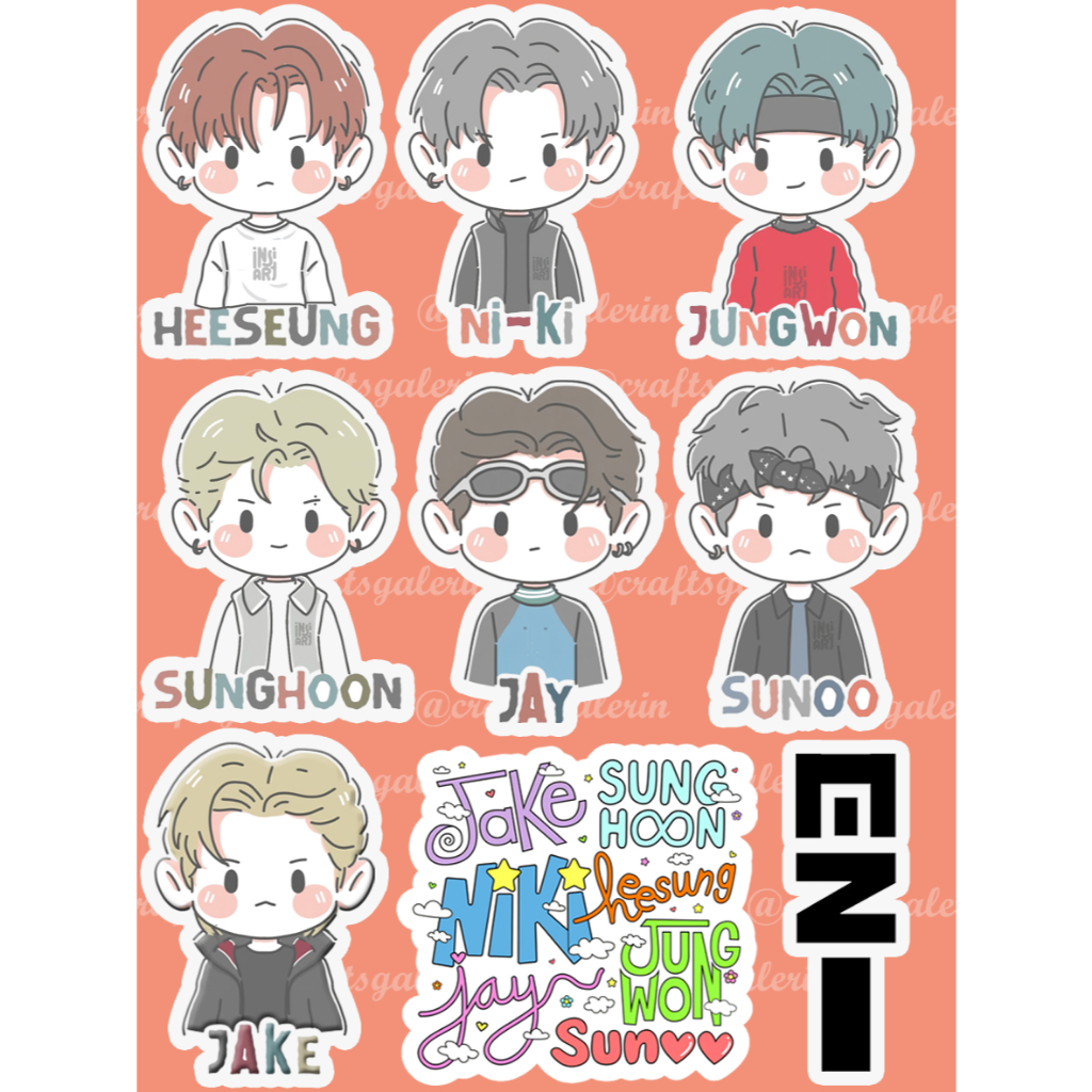 ENHYPEN WATERPROOF CUTTING STICKER | ENHYPEN CHIBI ENGENE STICKERS | Shopee Singapore