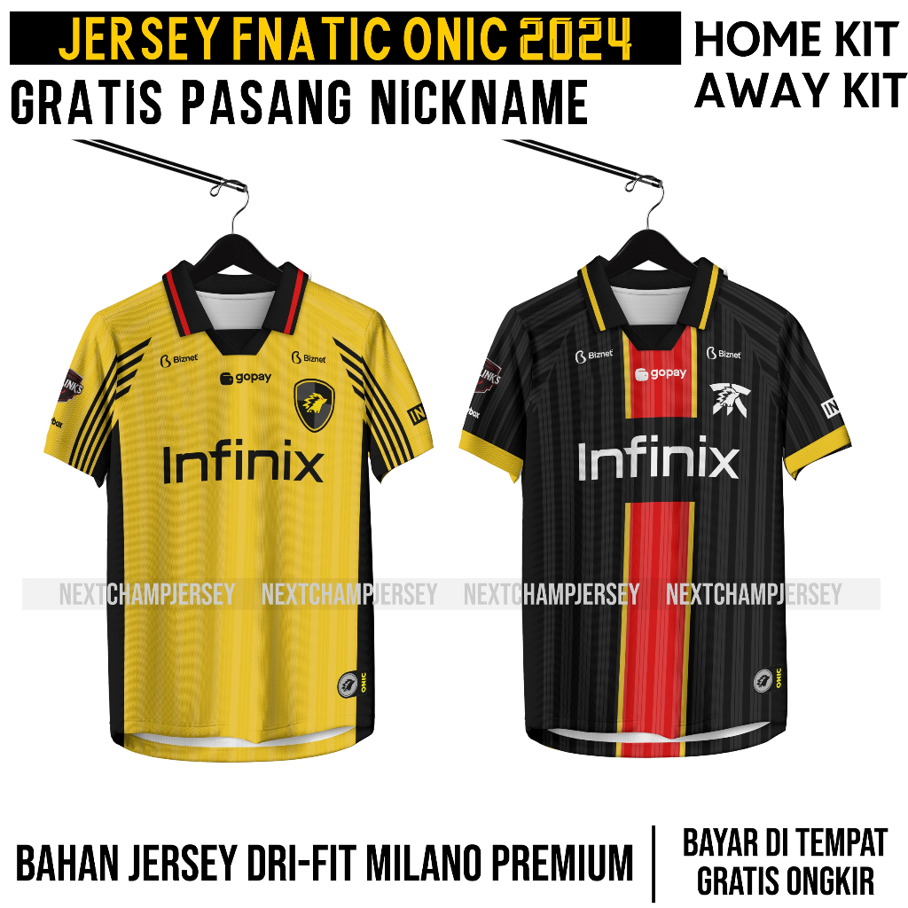 New Premium Fnatic Onic 2024 Jersey Free To Install Nickname | Shopee ...