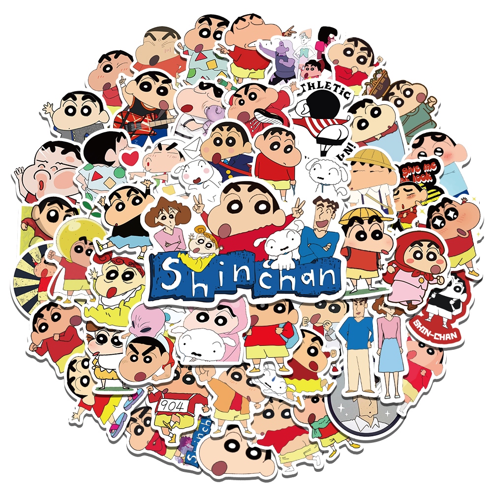 [50PCS]Cartoon Sticker Pack “Crayon Shin-chan” Decal Cute Vinyl Card ...