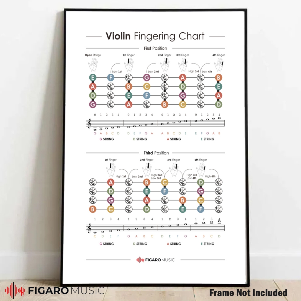 Violin Fingering Chart Poster - Violin Notation Position Poster ...