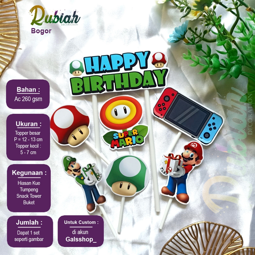 Super Mario Nintendo Character cake Topper Birthday cake Decoration ...