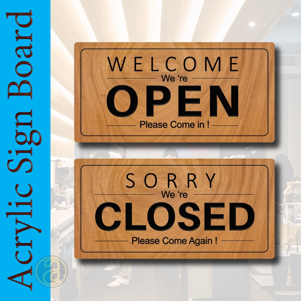 Sign OPEN CLOSE Reversible Acrylic 15x30cm - Hanging Sign for Shop ...