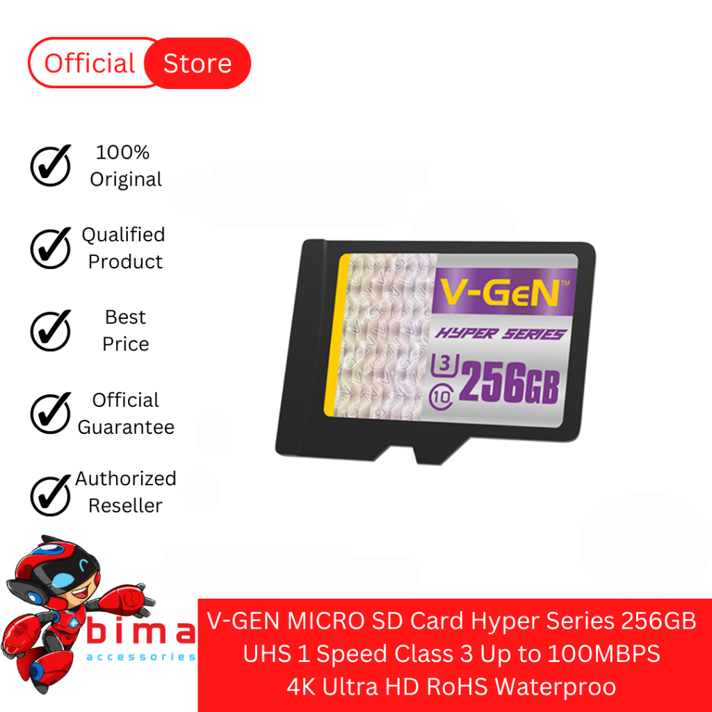 Memory Card VGEN Micro SD Card V-GEN Original Hyper Series 256GB UHS 1 ...