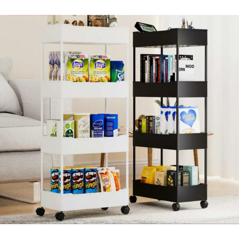 Square Kitchen Shelf/Trolley Rack Bathroom Shelf 4-tier Room Trolley ...