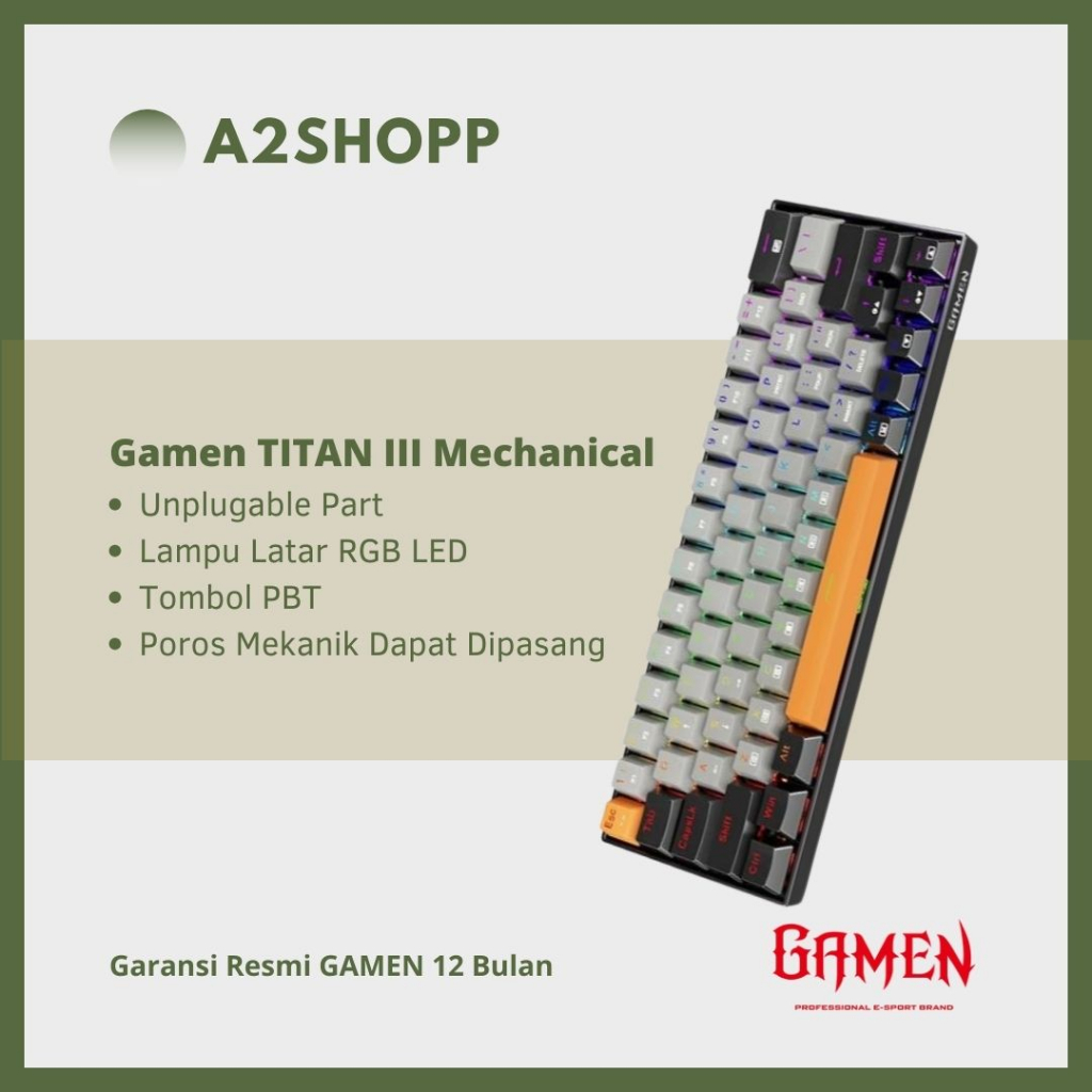 Gamen Titan III Mechanical Pluggable Switch Blue Gaming Keyboard Wired ...
