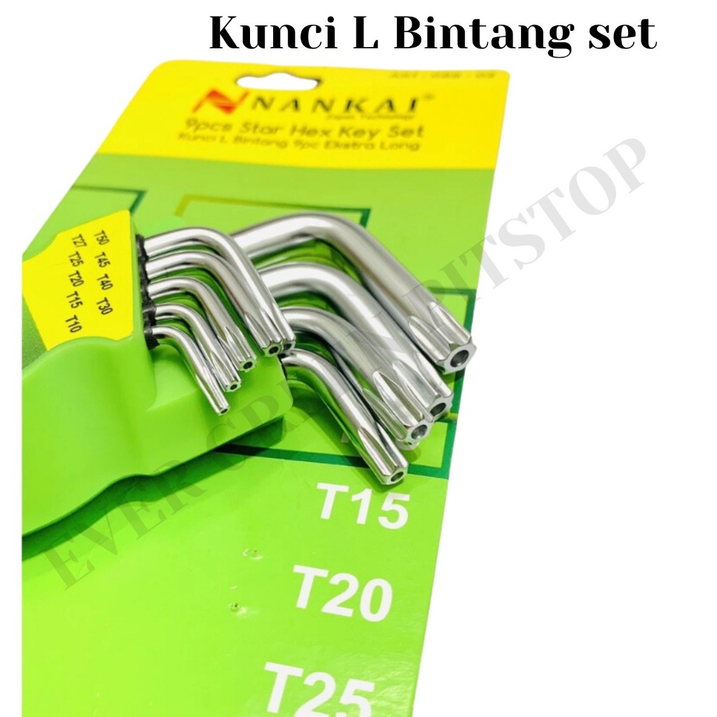 Nankai L Star Key Set 9 pcs Regular Length Hexagon Star Hex Key Set Extra Long T 10 50 45 30 L ...