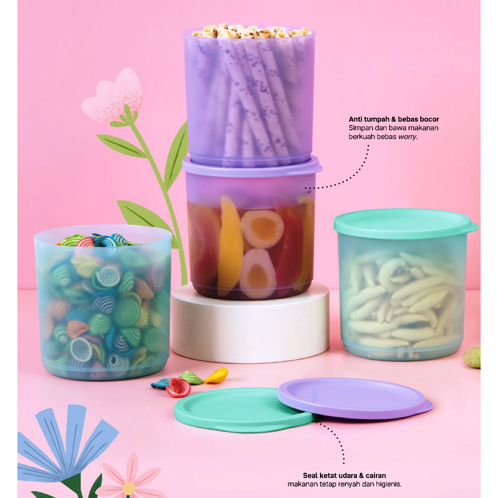 Snack Container - Tropical Round 1L (1 pc) Tupperware | Shopee Singapore