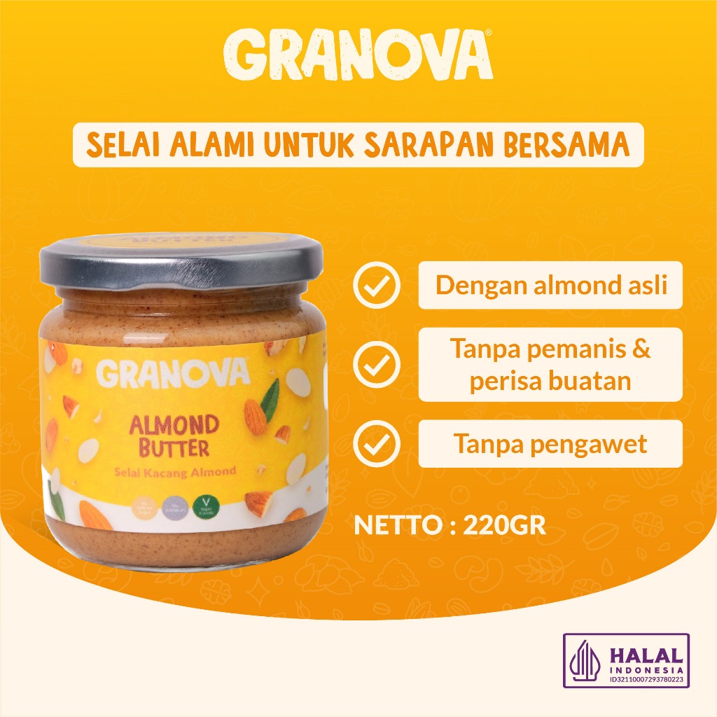 Granova - Almond Butter 220gr / Almond Butter (Unsweetened / No Sugar ...
