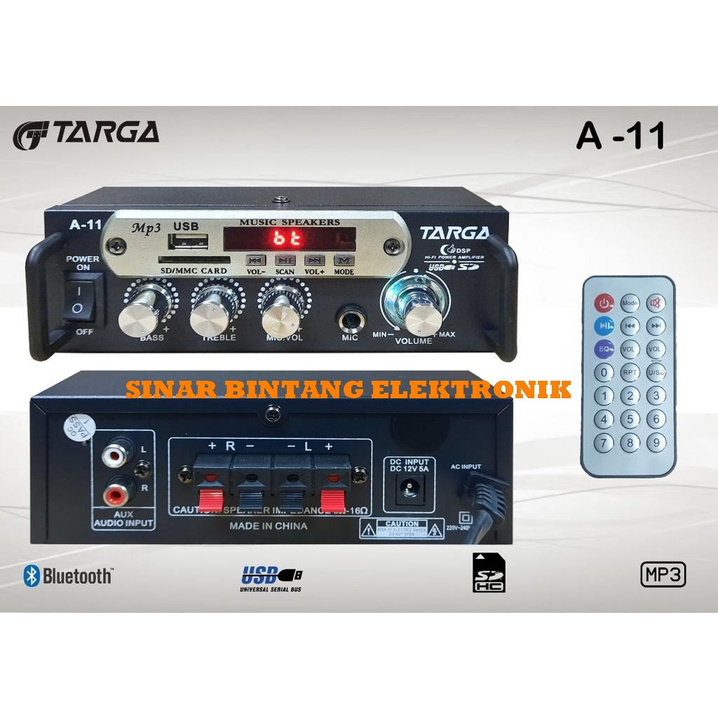 Targa AMPLIFIER A 11 TARGA AMPLI BLUETOOTH USB MP3 TARGA A11 | Shopee ...
