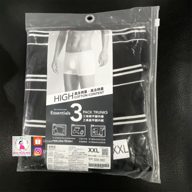 GIORDANO Original Men's Boxer Shorts 1 Pack of 3/GIORDANO Men's Modal ...