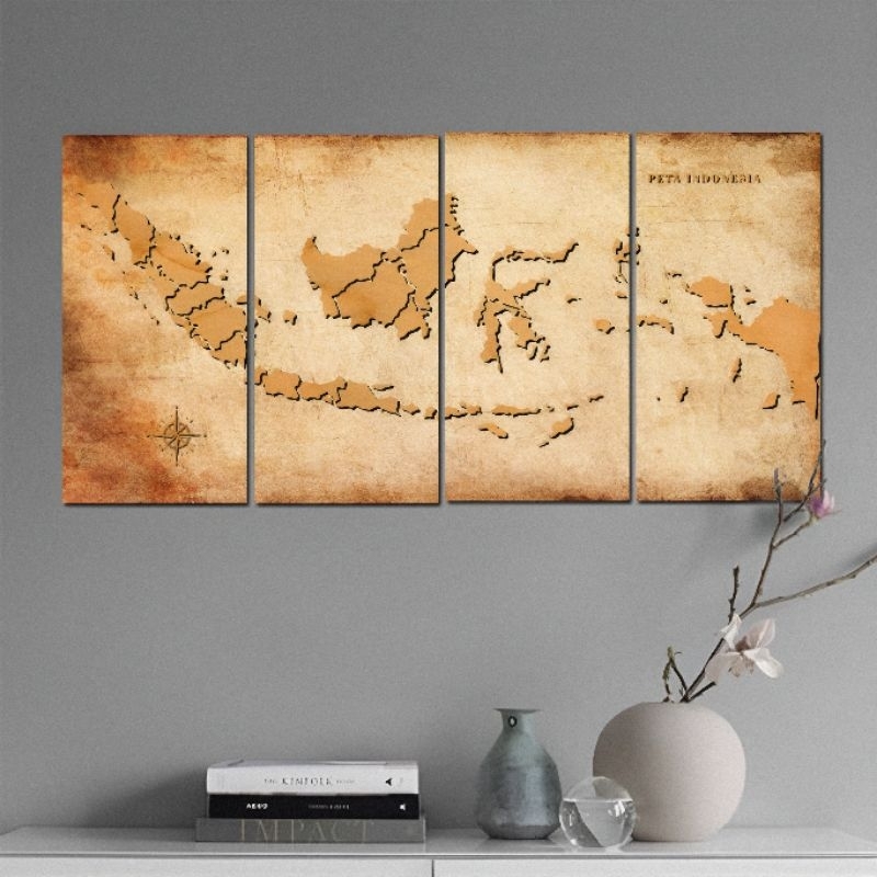 HIASAN DINDING Wall Hanging aesthetic Poster Map Of indonesia 1set Wall ...