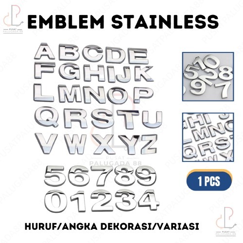 Emblem Abjad Huruf Angka Sticker Stiker Tempel Body Mobil Logo A-Z 0-9 ...