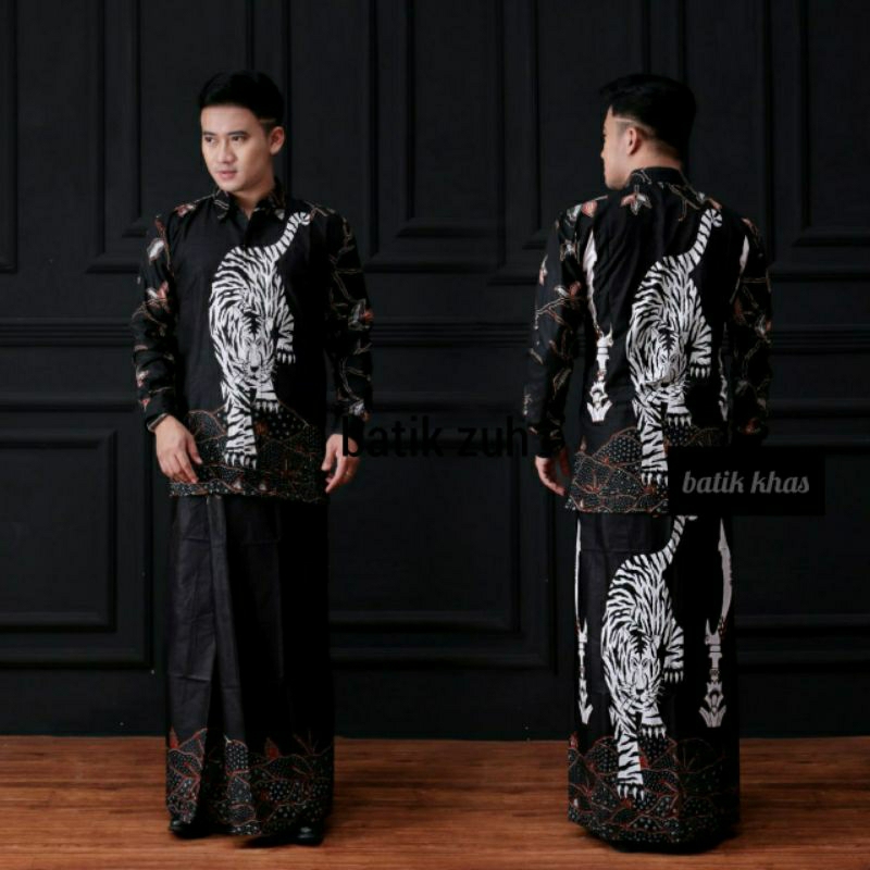 KEMEJA Men's Shirt And Sarong One Complete Set Of Indonesian BATIK ...