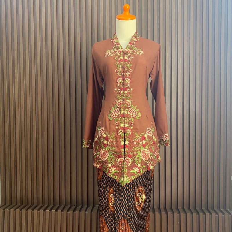 KATUN Latest Color Embroidered Encim Kebaya Long Sleeve Micro Cotton ...