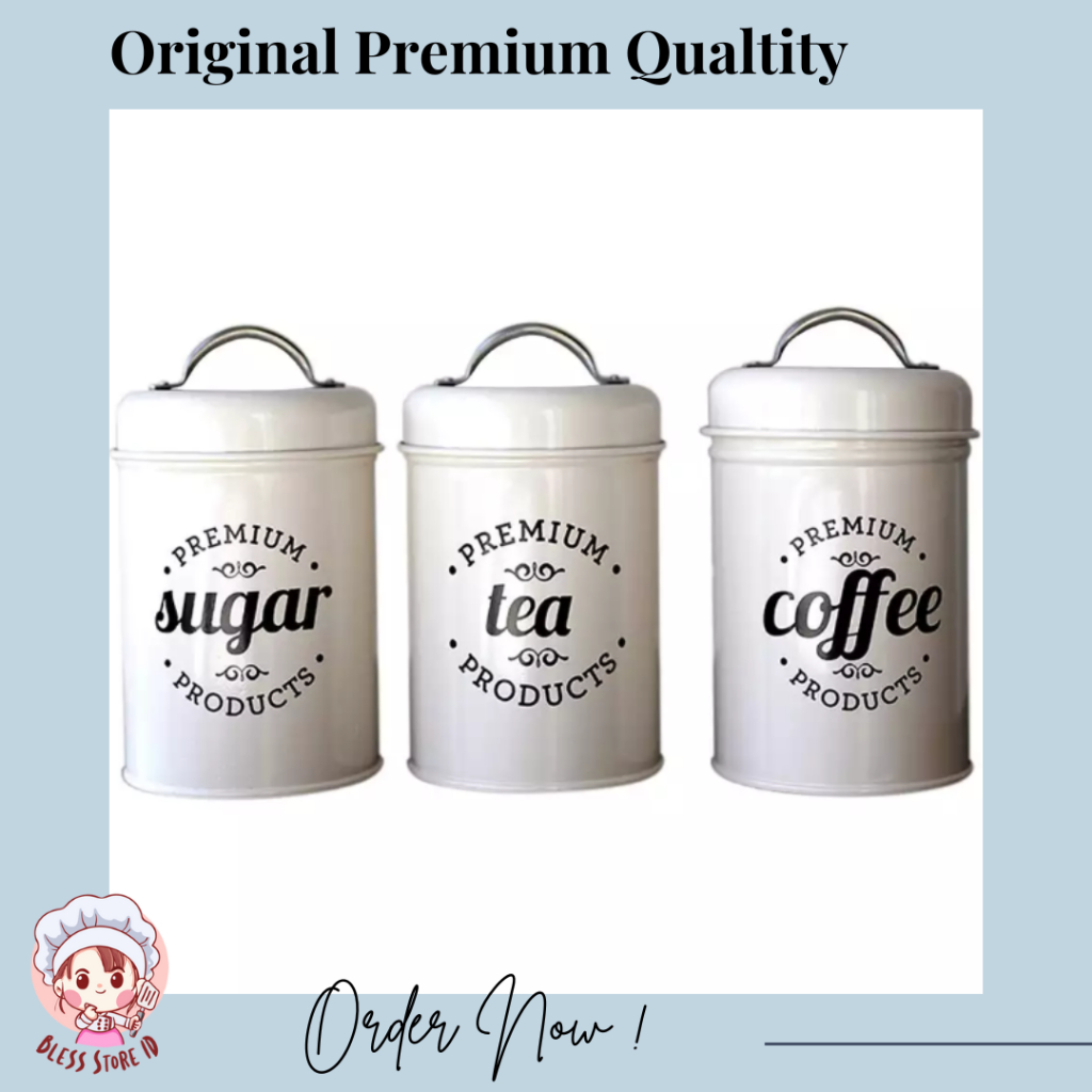 Canister Set 3in1 Aesthetic Sugar Tea Coffee Container Aesthetic Sugar ...