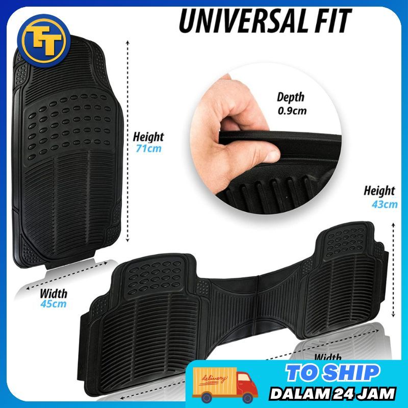 Universal PVC Car Mat Full Set Floor Pad on the Front and Back Row ...