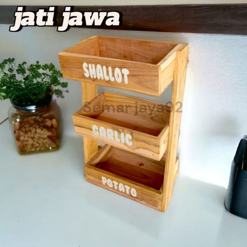 KAYU Onion Rack/Wooden Kitchen Spice Rack From Javanese Teak Wood ...