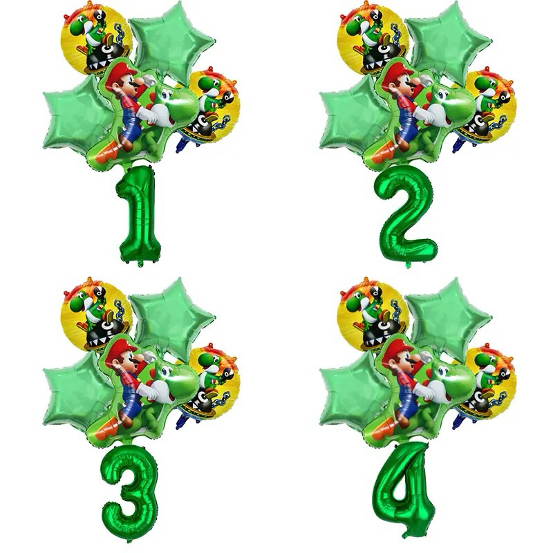 HIJAU MARIO YOSHI BALLOON SET GREEN NUMBERS | Shopee Singapore