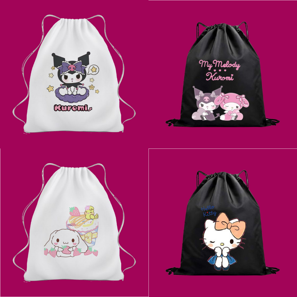 School Drawstring Bag Sling Bag String Bag Cute Teenage Children Sanrio ...