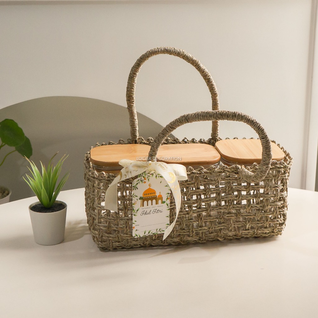 Gift Set Hampers Basket and Eid Jar/Eid Gift Set Woven Bag and ...
