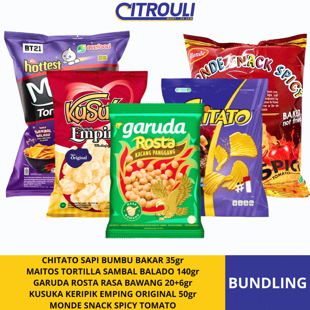 Bundling SNACK 5 (CHITATO,MAITOS,GARUDA,KUSUKA,MONDE) | Shopee Singapore